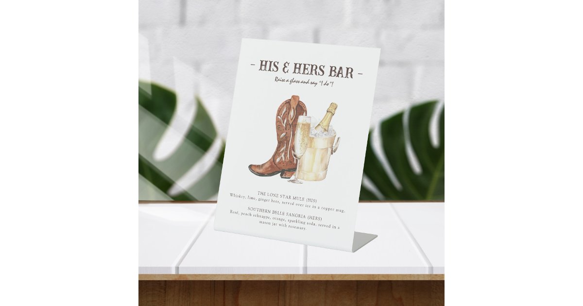 Boots & Bubbly Rustic Western Bar Sign | Zazzle