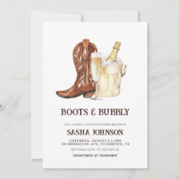 Boots & Bubbly Rustic Western Bridal Shower Invitation | Zazzle