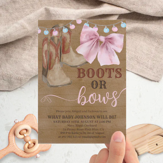 Boots or bows gender reveal invitation. invitati invitation | Zazzle