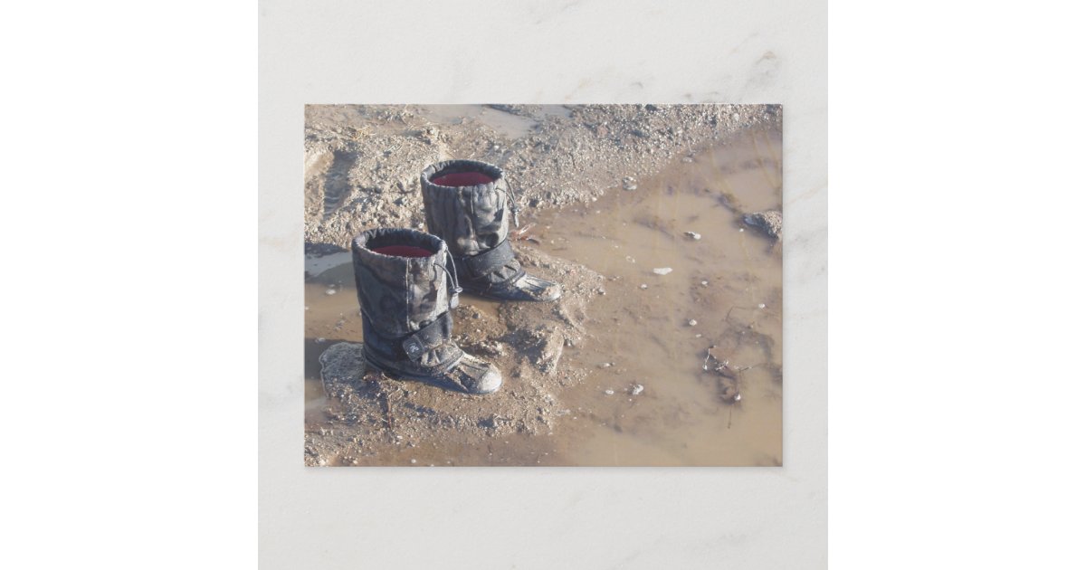 Boots Stuck In The Mud Postcard | Zazzle
