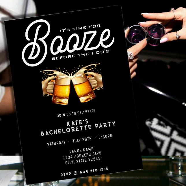 Booze Before I Do's Bachelor Bachelorette Party Invitation | Zazzle