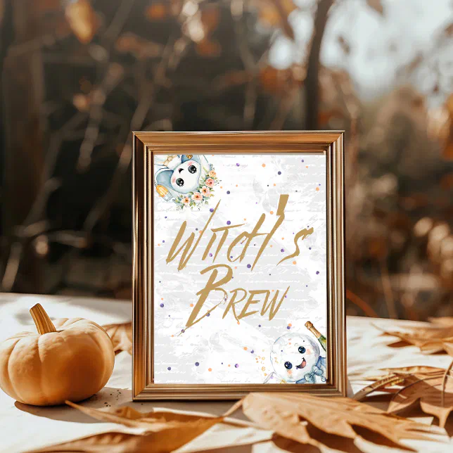 Booze & Boos "Witch's Brew" Tabletop Sign Table Number | Zazzle
