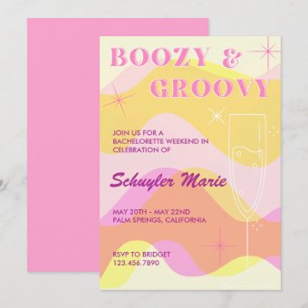 Boozy & Groovy Bachelorette Party Invitation | Zazzle