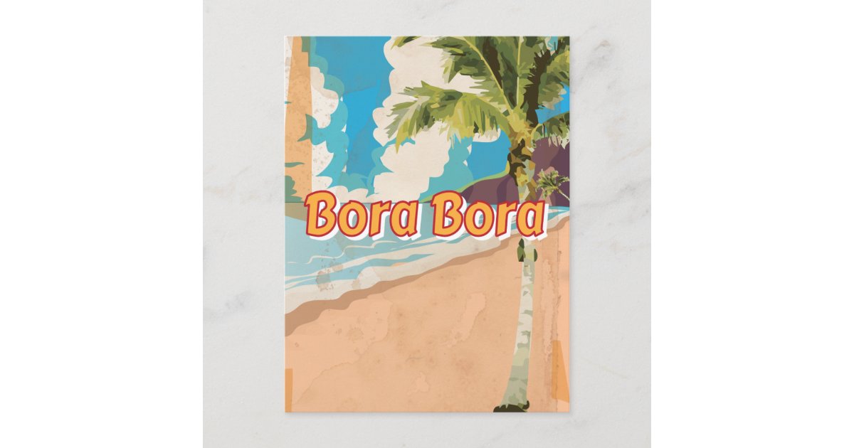 Bora Bora Vintage travel poster Postcard | Zazzle