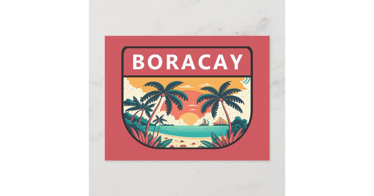 Boracay Philippines Retro Emblem Postcard | Zazzle