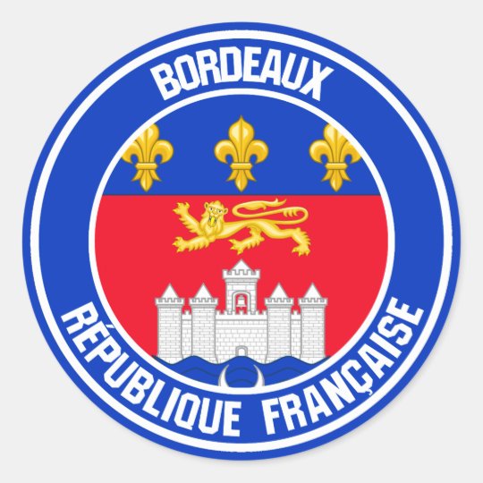 Bordeaux Round Emblem Classic Round Sticker | Zazzle.com