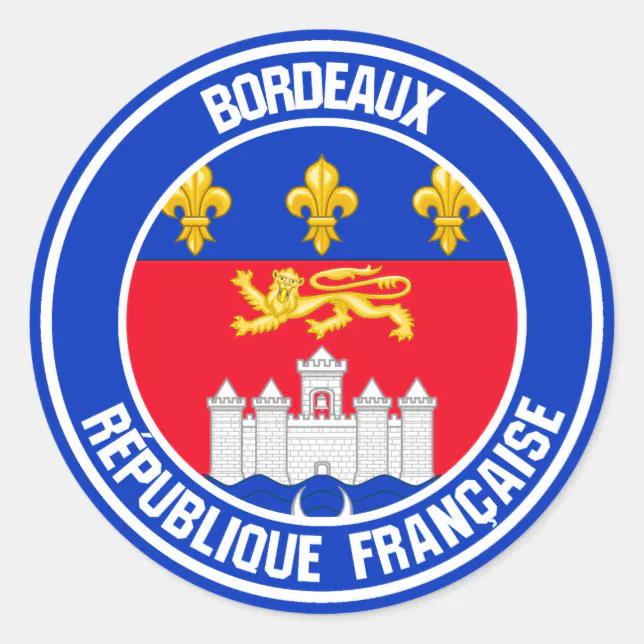 Bordeaux Round Emblem Classic Round Sticker | Zazzle