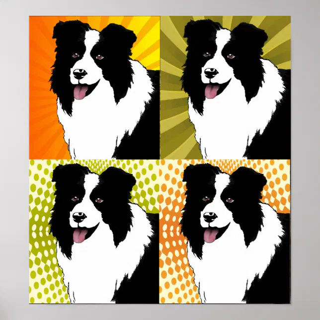 Border Collie Dog Pop Art Poster Original artwork | Zazzle