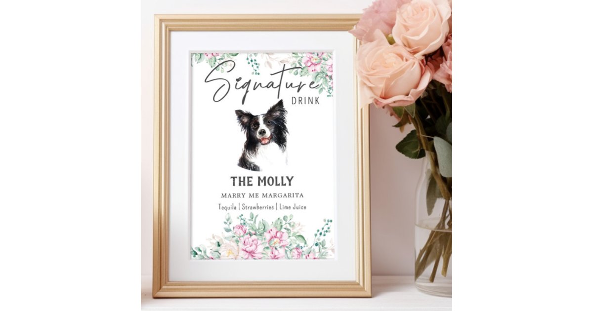 Border Collie Dog Signature Drink Sign | Zazzle