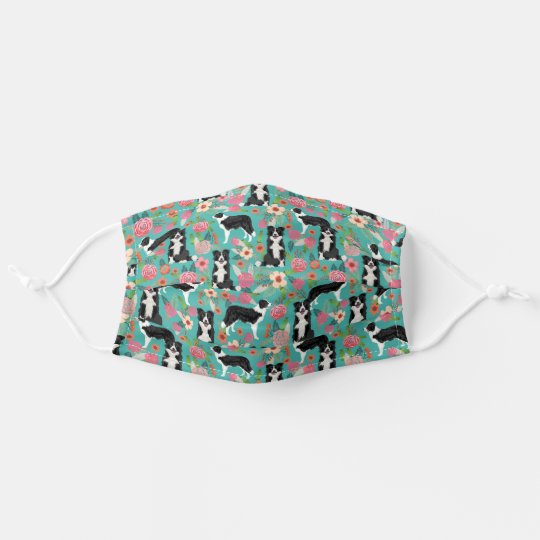 Border Collie Dog vintage style florals Adult Cloth Face Mask | Zazzle.com