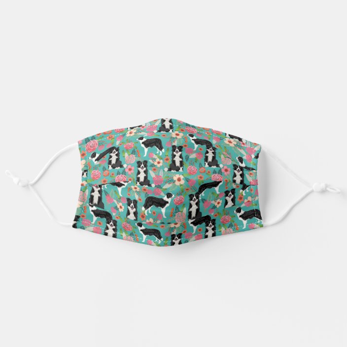 Border Collie Dog vintage style florals Adult Cloth Face Mask | Zazzle.com