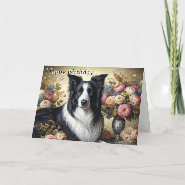 Border Collie Happy Birthday Folded Greeting Card | Zazzle
