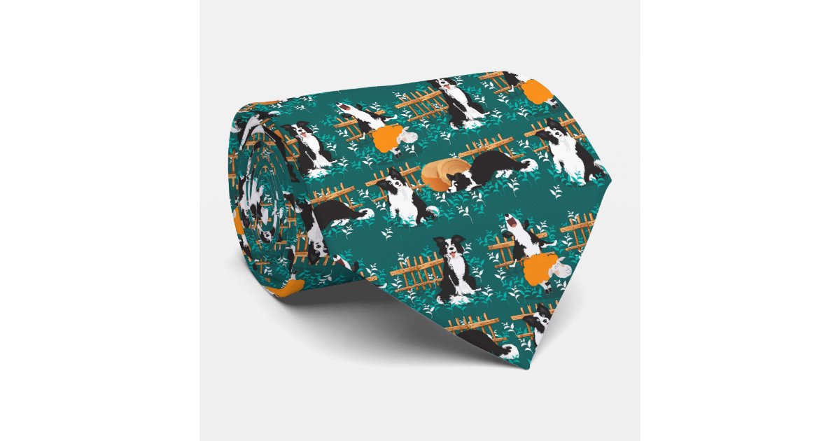 Border Collie playing with sheep Neck Tie | Zazzle