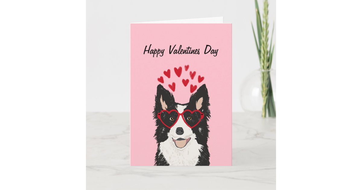 Border Collie Valentines Day Card | Zazzle
