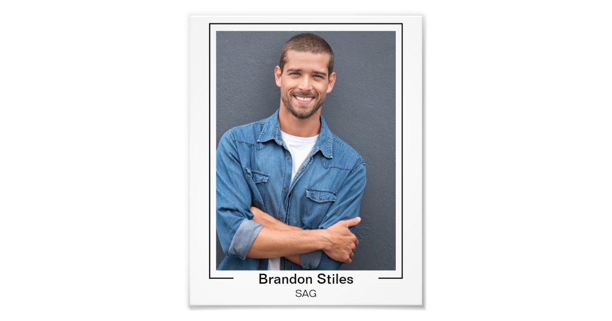 Border Frame Actor Headshot 8x10 Name and Text Pho Photo Print | Zazzle