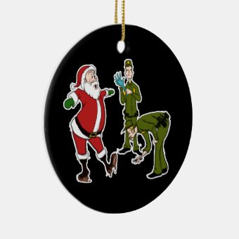 Border Patrol Agents cutting sign on Santa Ceramic Ornament | Zazzle