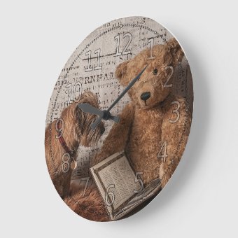 Border Terrier And Teddy Bear Reading, Clock | Zazzle