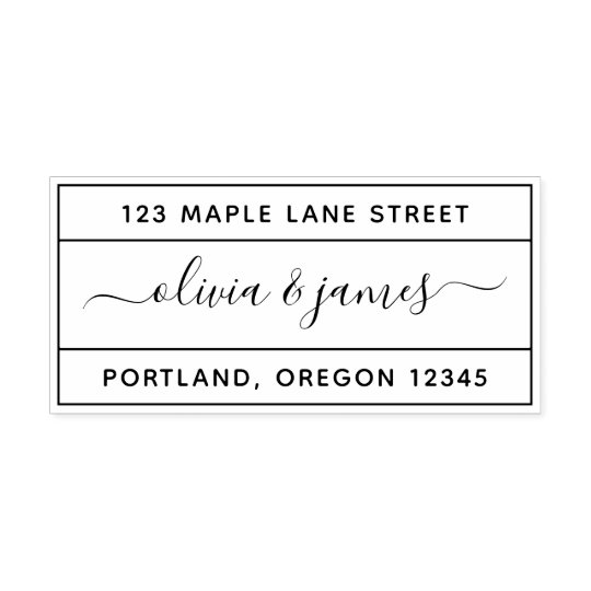 Bordered Calligraphy Script Couple Return Address Self-inking Stamp ...