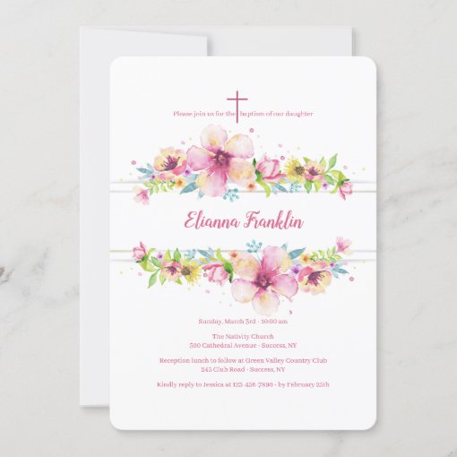 Bordered Floral Religious Invitation | Zazzle