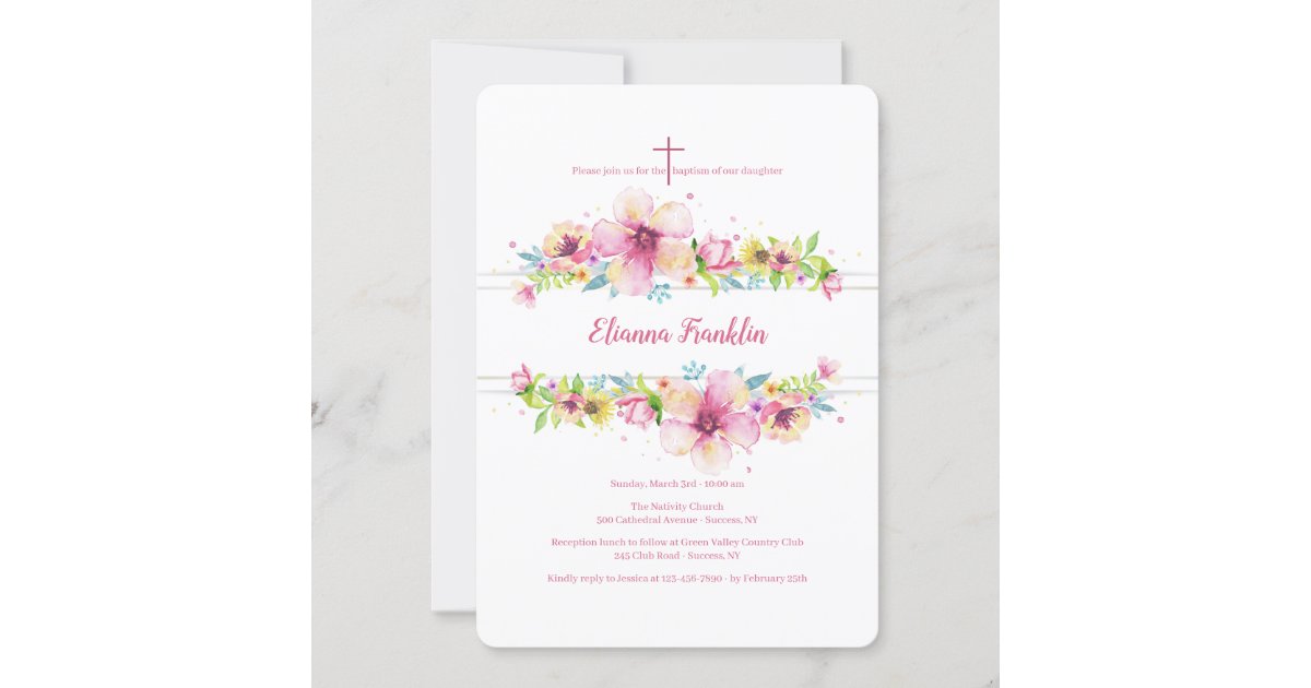 Bordered Floral Religious Invitation | Zazzle