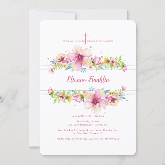Bordered Floral Religious Invitation | Zazzle.com