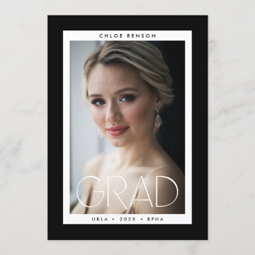 BORDERS GRAD University Graduate Photo Graduation Announcement | Zazzle