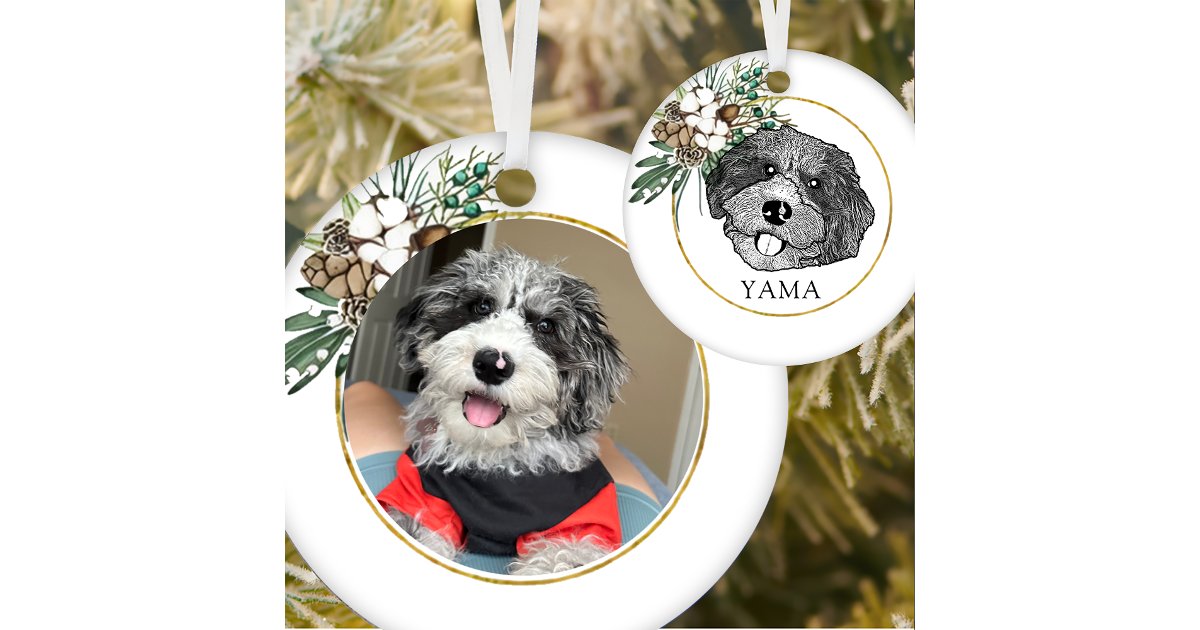 Bordoodle Dog Hand Drawing Personalized Ceramic Ornament | Zazzle