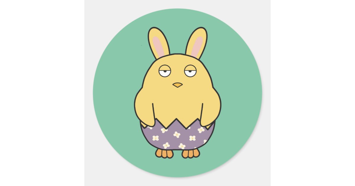 Bored Bunny Chick 03 Classic Round Sticker | Zazzle