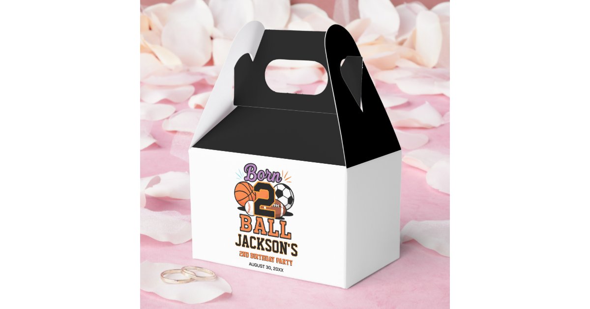 Born 2 Ball Sports-Themed Boy 2nd Birthday Party Favor Boxes | Zazzle