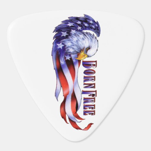 Born Free Bald Eagle And USA Flag Guitar Pick | Zazzle