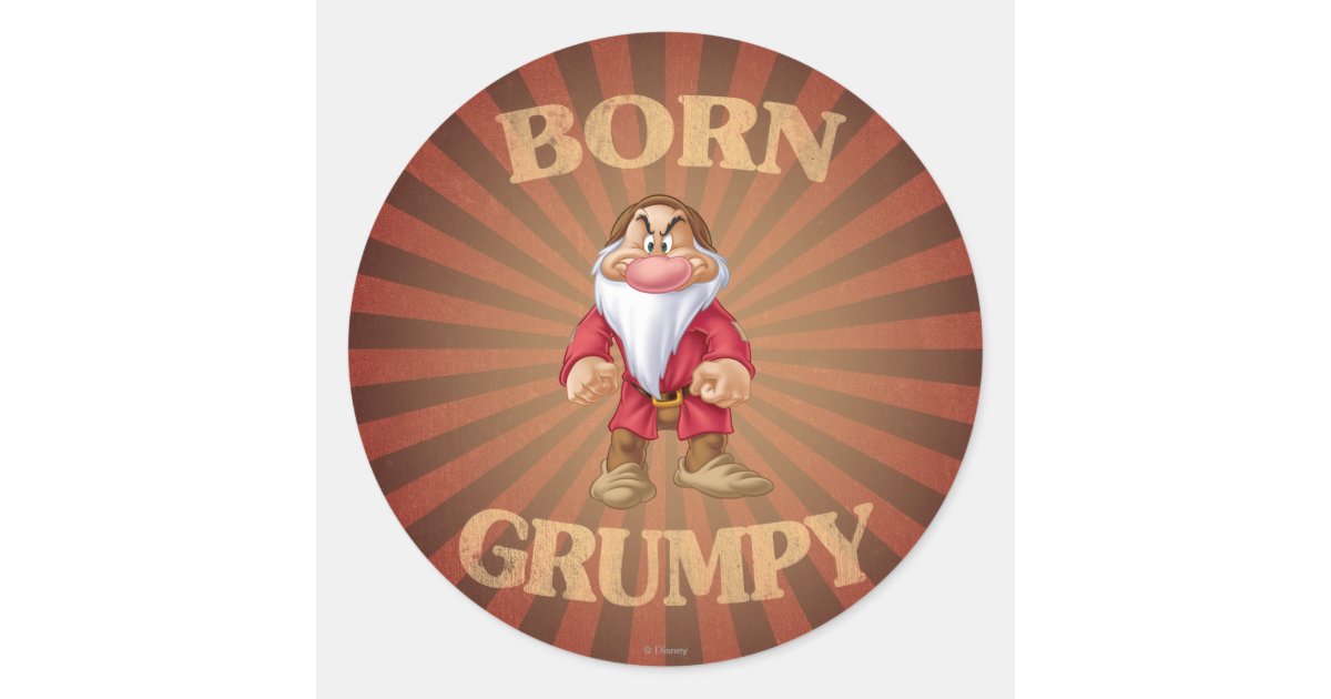 Born Grumpy Classic Round Sticker | Zazzle