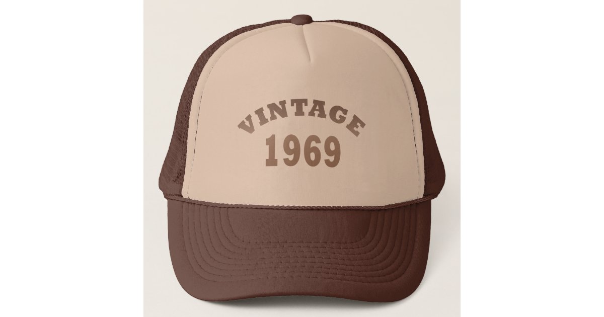 Born in 1969 vintage birthday trucker hat | Zazzle