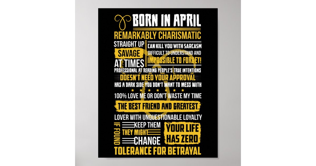 Born in April Facts Poster | Zazzle