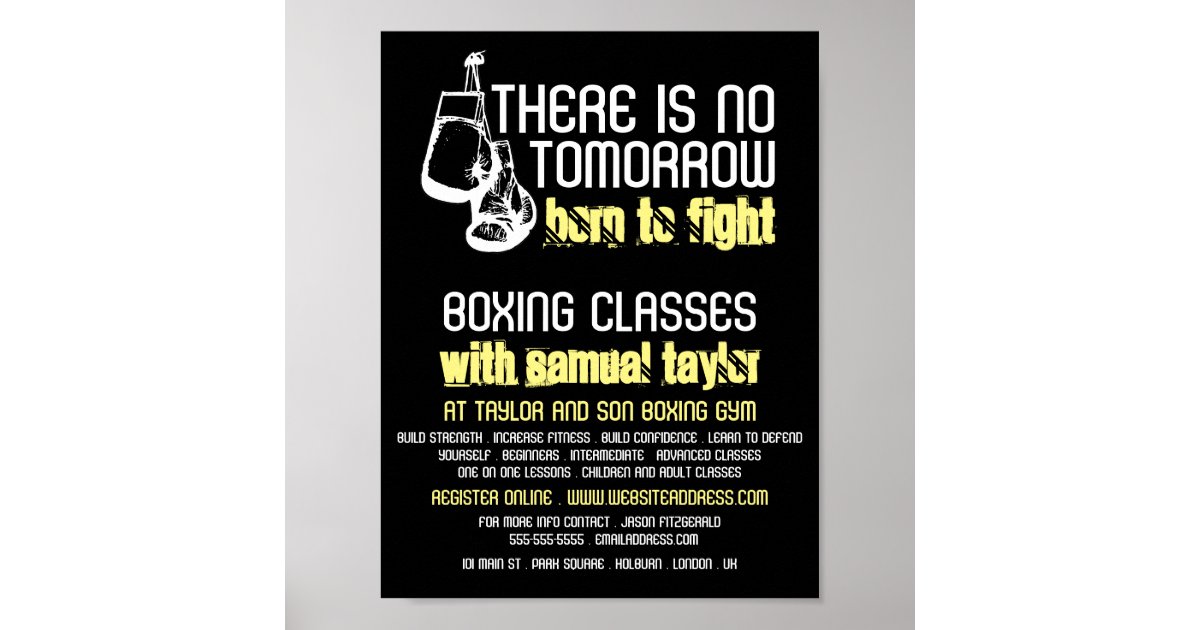 Born To Fight, Boxing Club, Boxing Trainer Advert Poster | Zazzle