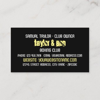 Born To Fight, Boxing Club, Boxing Trainer Business Card | Zazzle