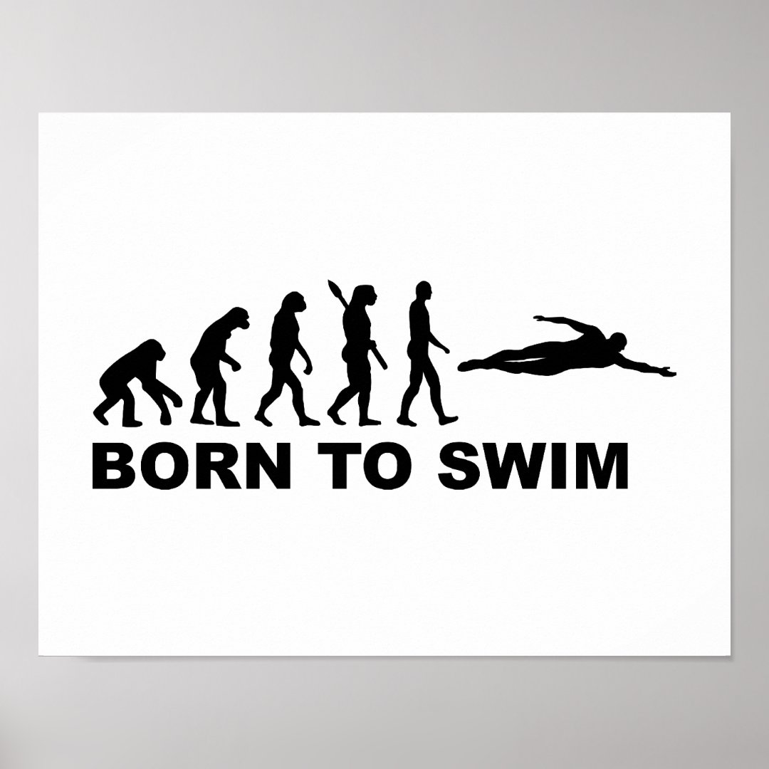 Born to swim evolution poster | Zazzle