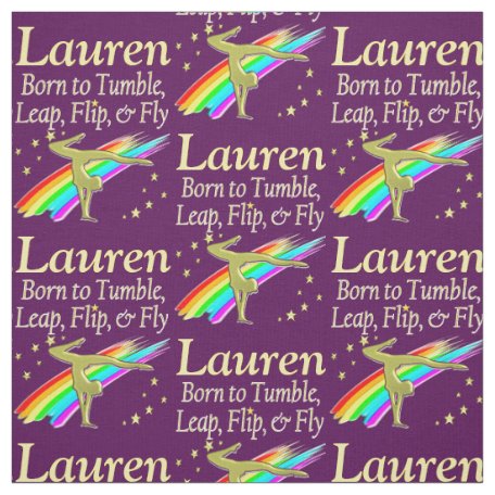 PERSONALIZED GYMNASTICS CHAMPION RAINBOW FABRIC | Zazzle