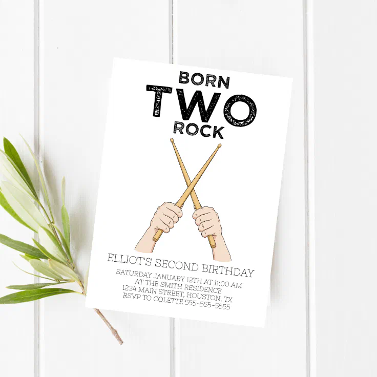 Born Two Rock Second Birthday Party Invitation | Zazzle