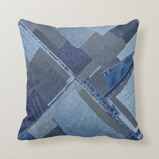 Boro Boro Blue Jean Patchwork Denim Shibori Throw Pillow | Zazzle.com