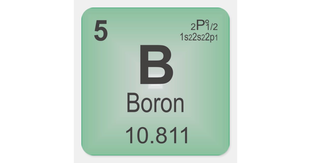 Boron Individual Element of the Periodic Table Square Sticker | Zazzle.com