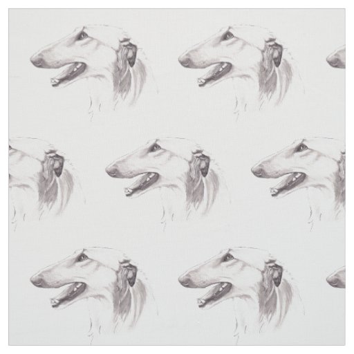 Borzoi Drawing Dog Art Fabric | Zazzle