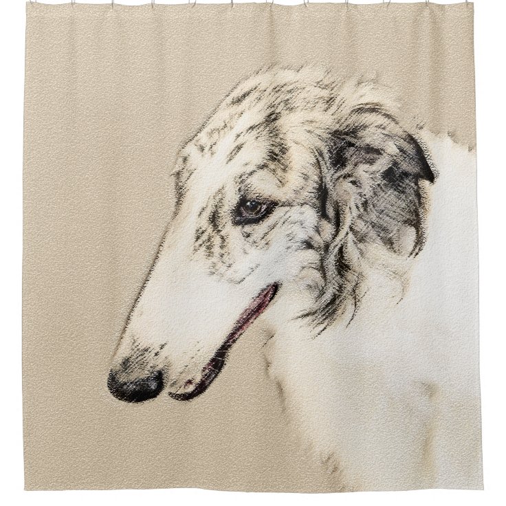 Borzoi (Silver Brindle) Painting Original Dog Art Shower Curtain | Zazzle