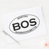 BOS - Boston Massachusetts Oval Logo Oval Sticker | Zazzle