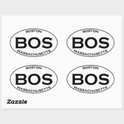 BOS - Boston Massachusetts Oval Logo Oval Sticker | Zazzle