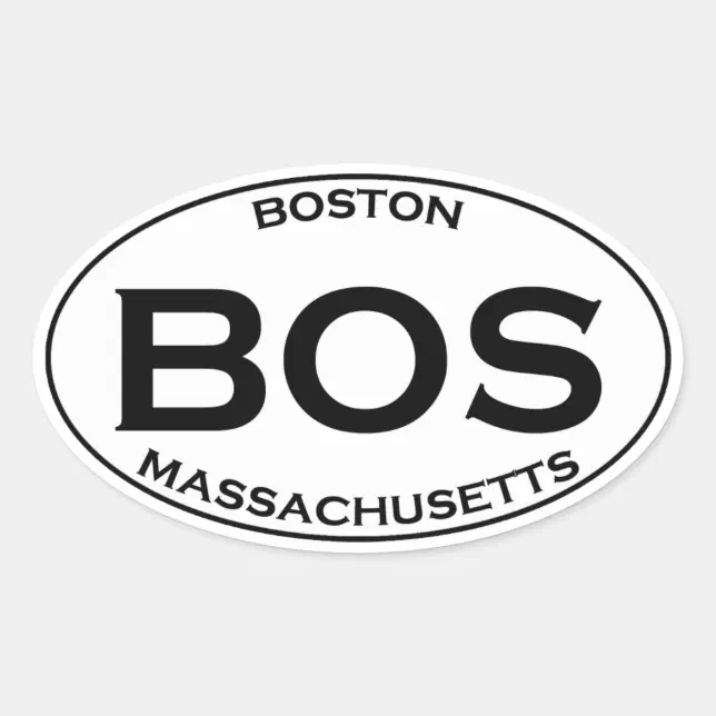 BOS - Boston Massachusetts Oval Logo Oval Sticker | Zazzle