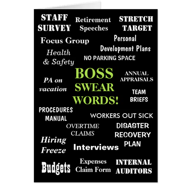Boss Birthday Card | Annoying Funny Boss Words | Zazzle