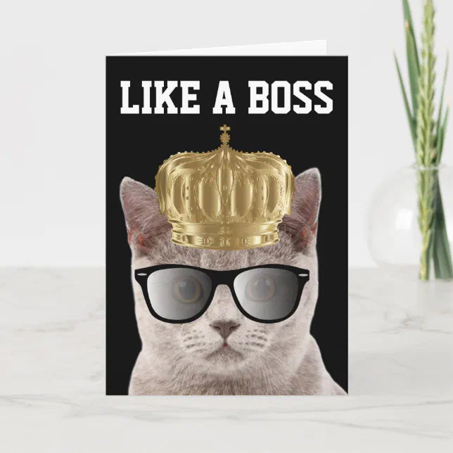 BOSS CAT BIRTHDAY CARDS | Zazzle