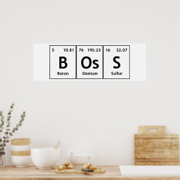BOsS Chemistry Periodic Table Words Elements Atoms Poster | Zazzle