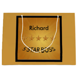 Boss Day Five Star Boss Custom LGB Large Gift Bag | Zazzle