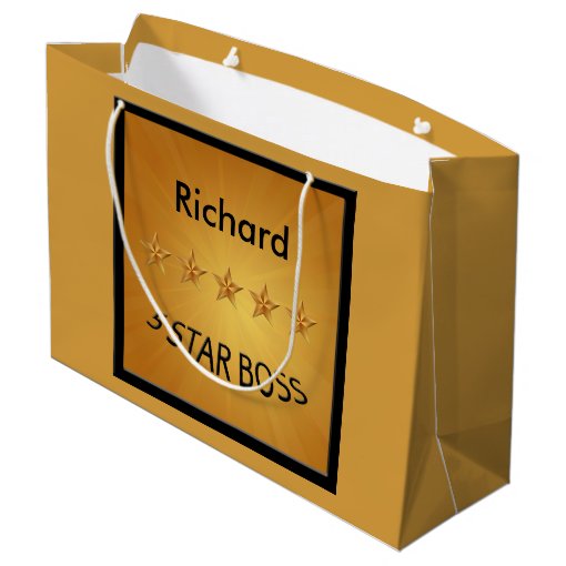 Boss Day Five Star Boss Custom LGB Large Gift Bag | Zazzle